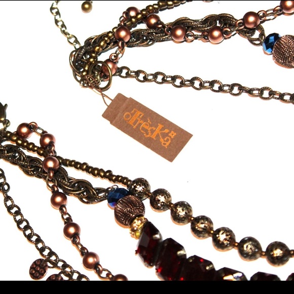 Treska | Jewelry | Treska Multilayered Necklace With Red And Gold ...
